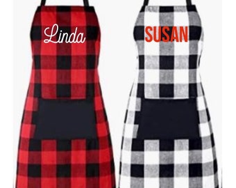 Personalized Buffalo Plaid Apron - Etsy