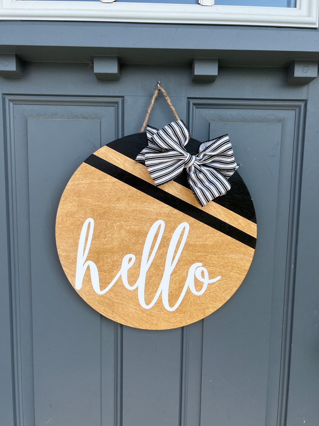 Hello Front Door Sign, Welcome Sign, Door Hanger, Porch Decor, Door ...