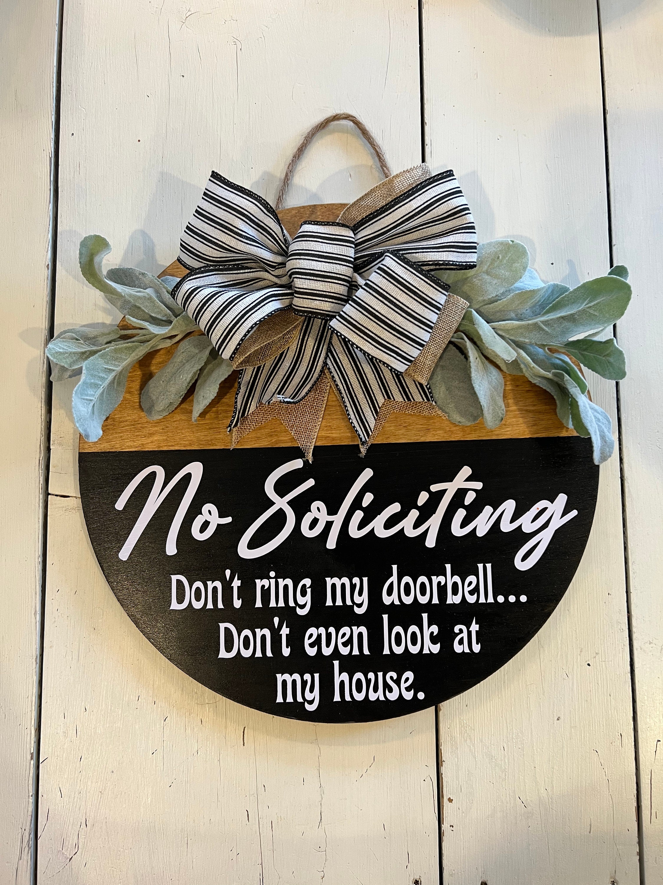 No Soliciting Front Door Sign Welcome Sign Door Hanger - Etsy