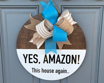 Yes Amazon Front Door Sign Welcome Sign Door Hanger Porch - Etsy