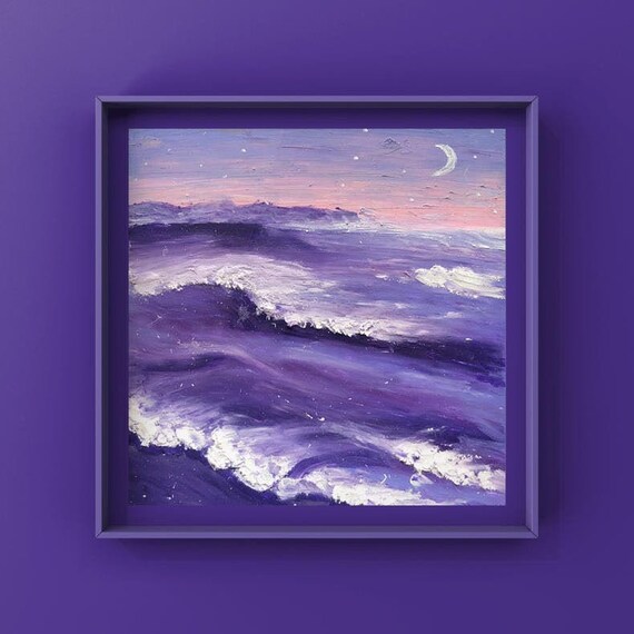 Oil Painting Stick Gentle Purple Wave Decorative Painting | Etsy