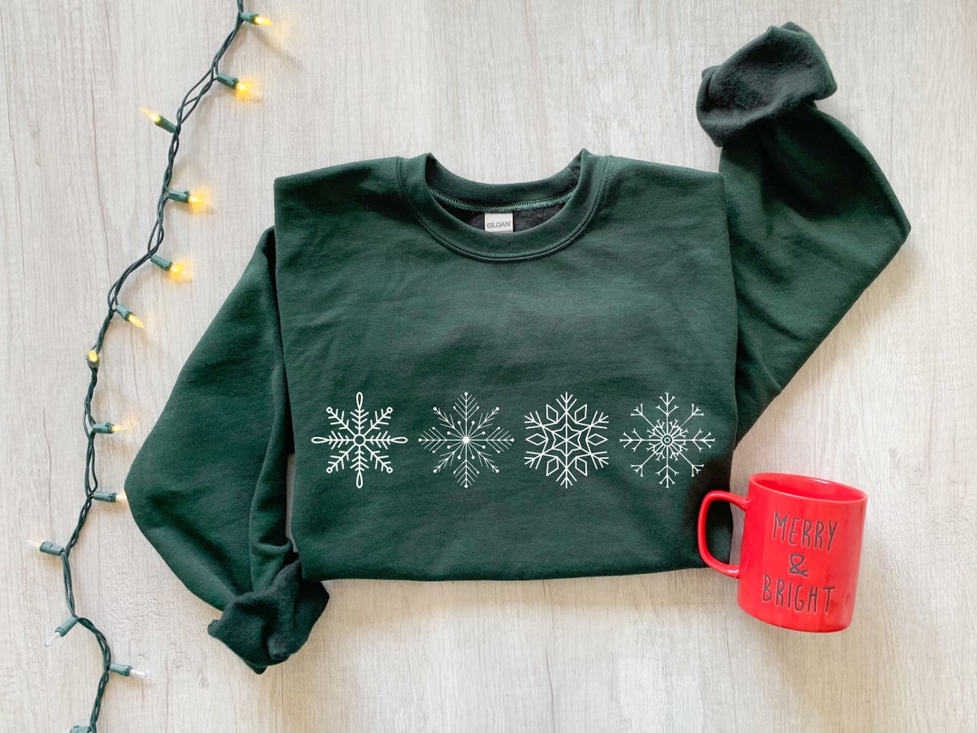 Snowflake Sweatshirt, Cute Christmas Crewneck, Snowflake Sweater ...
