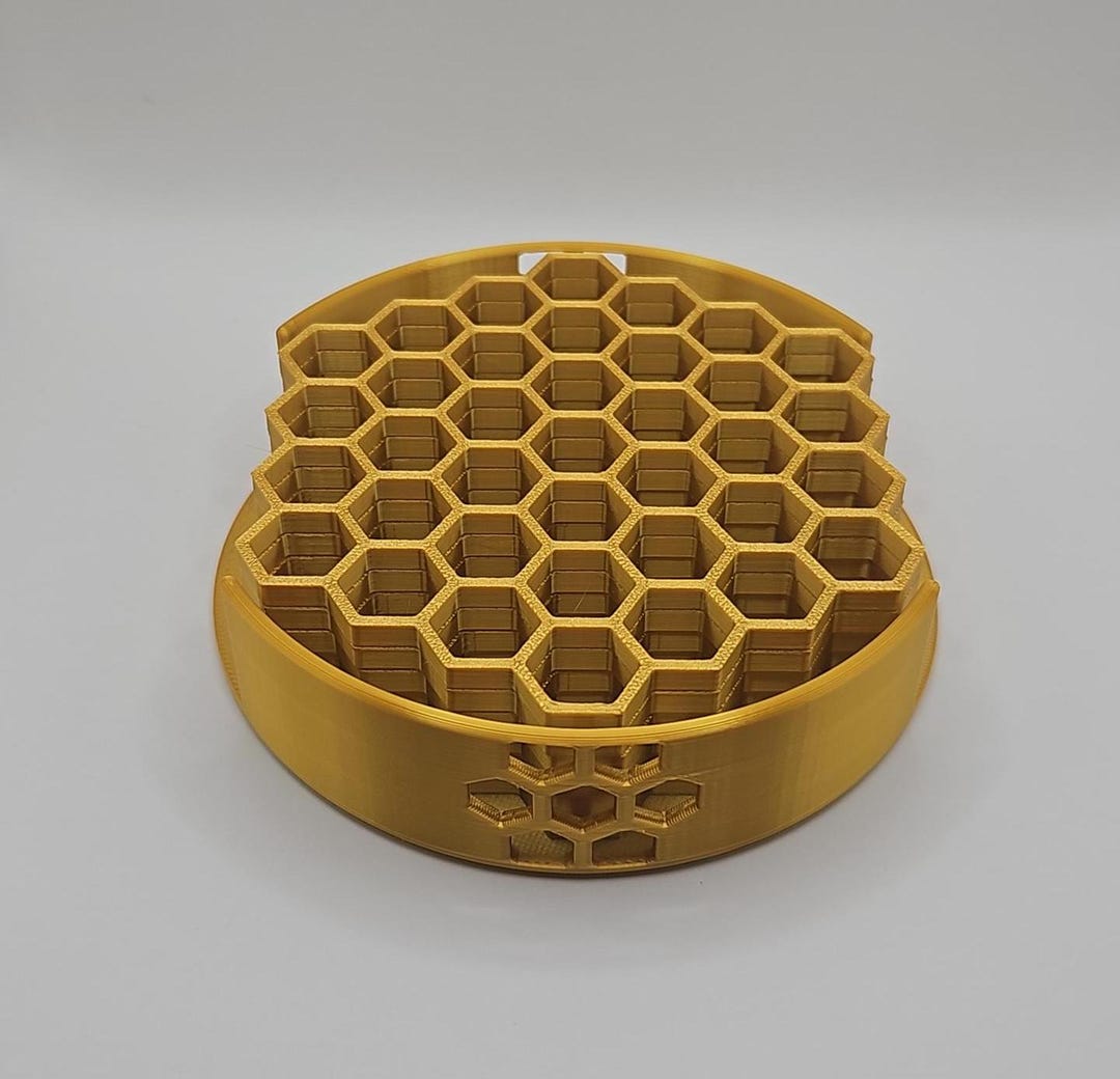 3D Printed Honeycomb Coaster Set: 6 Coasters With Holder Stand, Unique ...