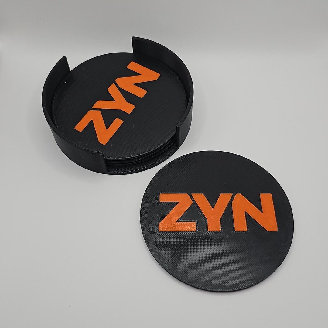 Zyn Logo Coaster Set of 4 With Holder, 3D Printed Coaster, Gift ...