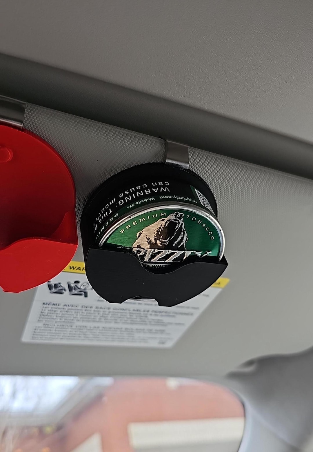 3D Printed Grizzly & Kodiak Tobacco Can Visor Clip | Car Organization ...