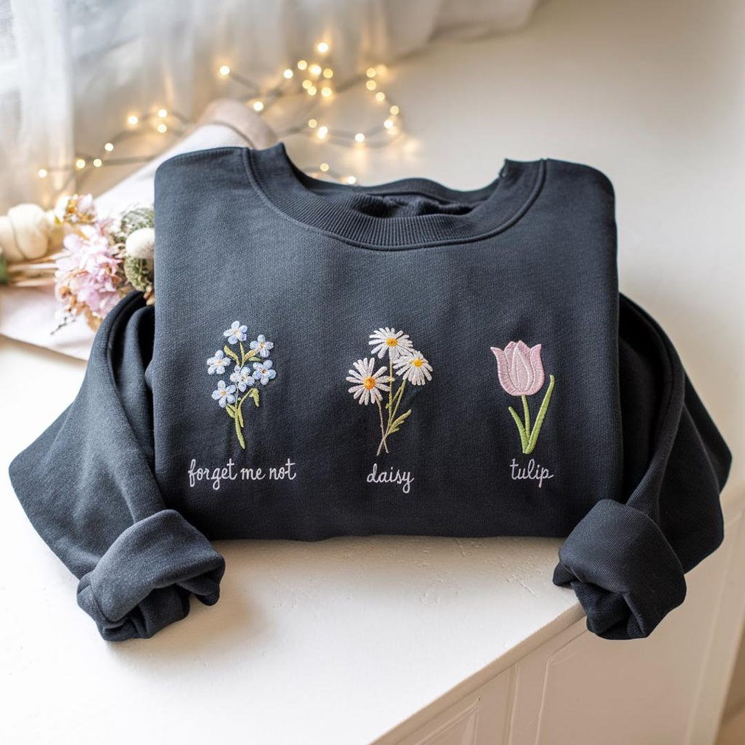 Embroidered Floral Sweatshirt: Subtle Feminist Statement - Etsy