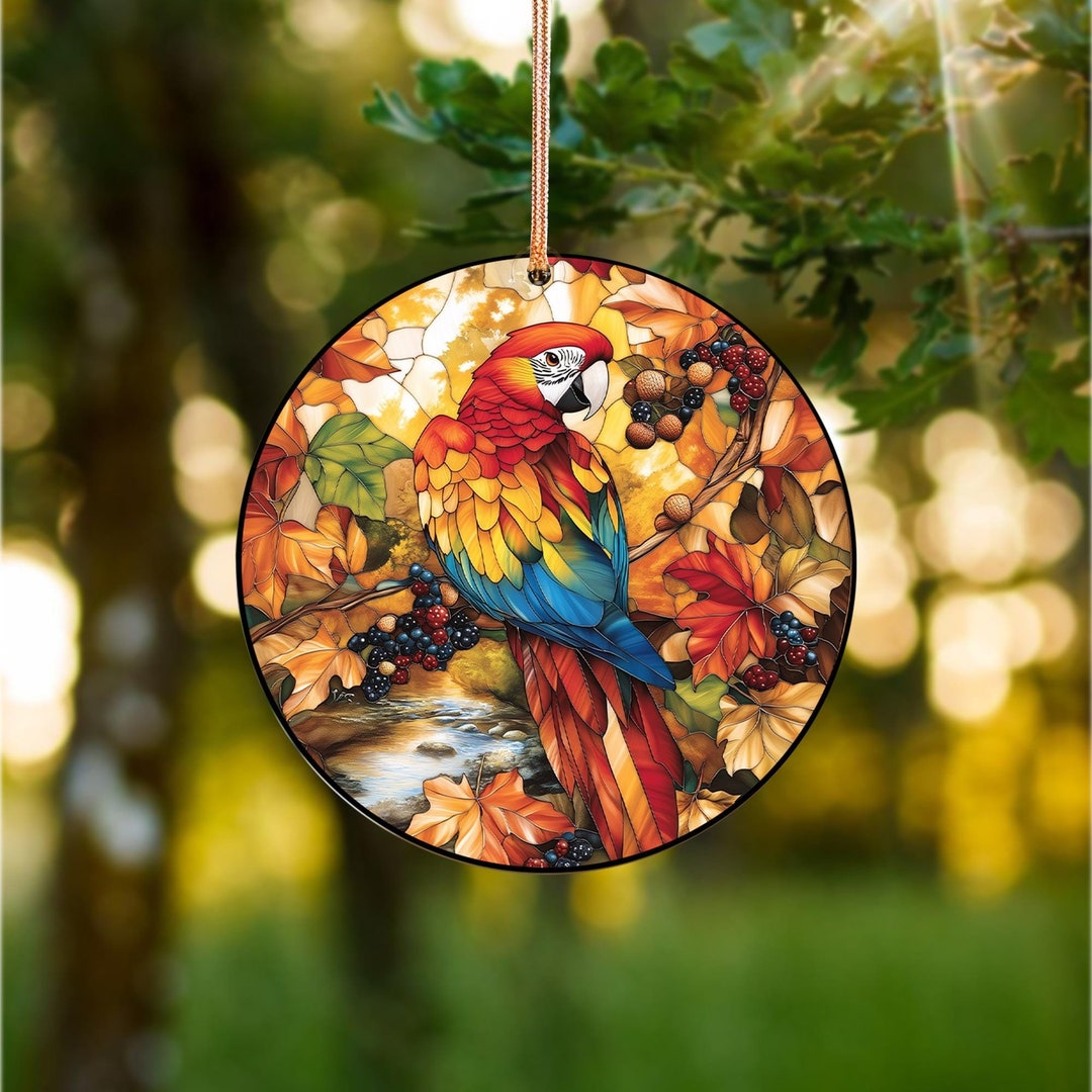 Scarlet Macaw Stained Glass, Scarlet Macaw Acrylic, Home Decor, Window ...