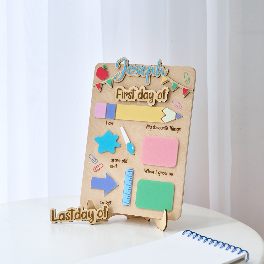 Personalized First Day and Last Day of School Sign, Colorful Back to ...