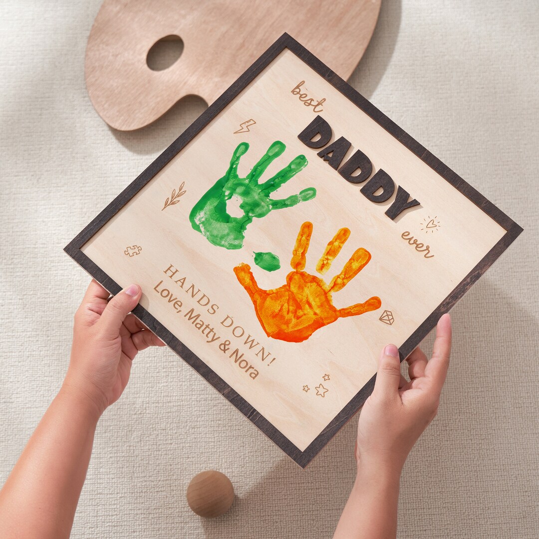 DIY Father's Day Handprint Sign, Custom Father's Day Gift, Handprint ...