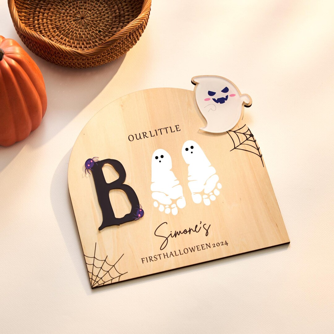DIY Personalized Footprint Art, Baby's First Halloween, Our Little Boo ...