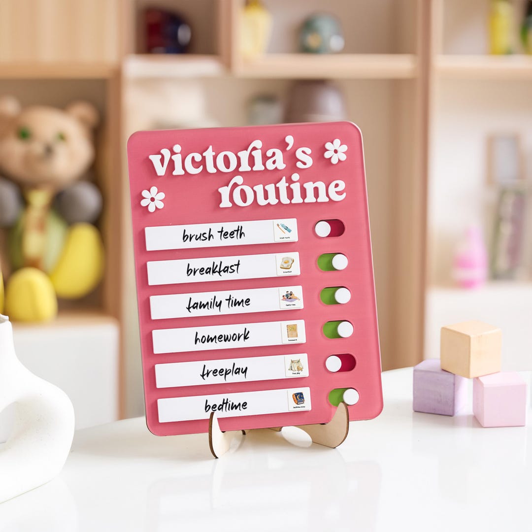 Personalized Kids Sliding Chore Chart: Daily Visual Schedule - Etsy