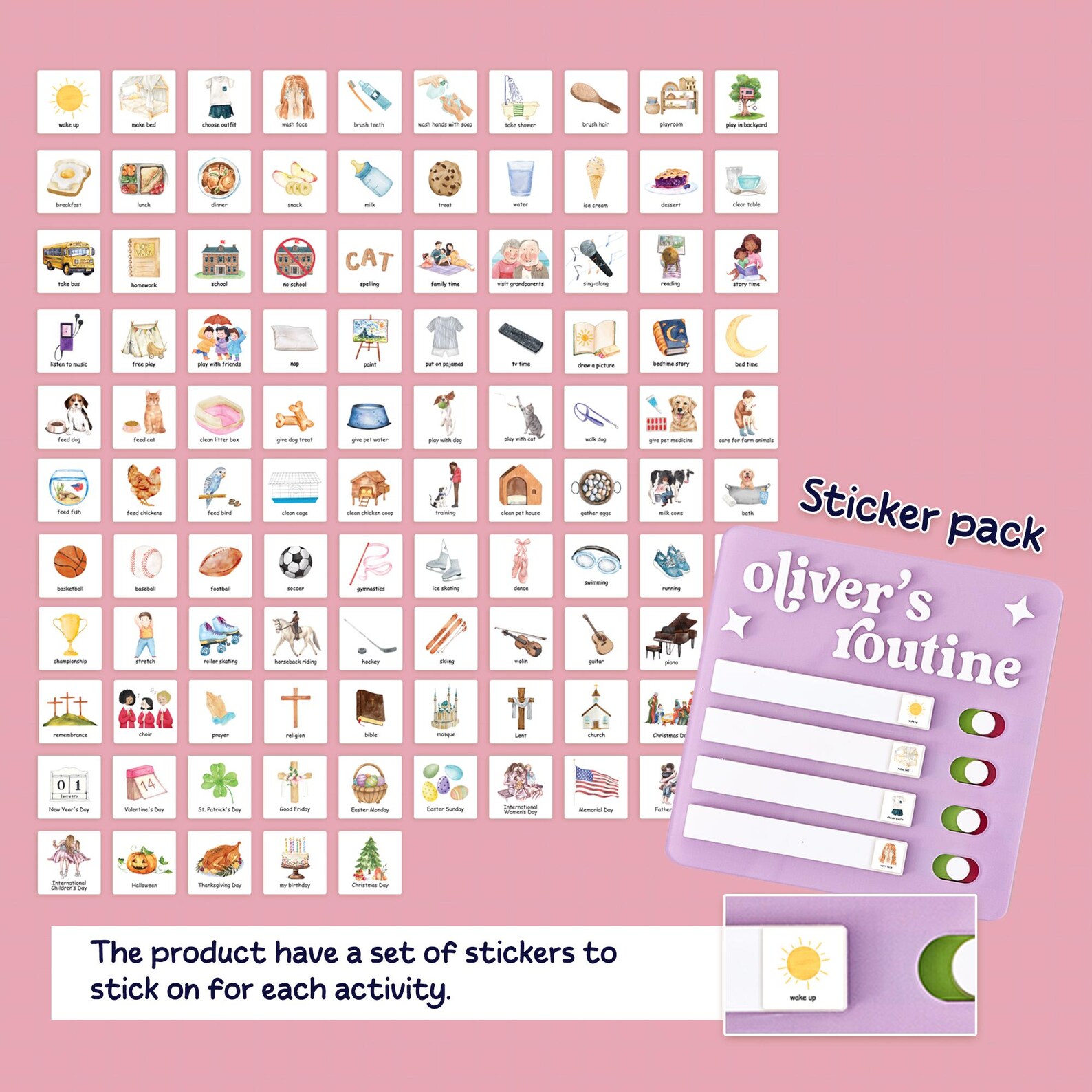 Personalized Kids Sliding Chore Chart: Daily Visual Schedule - Etsy