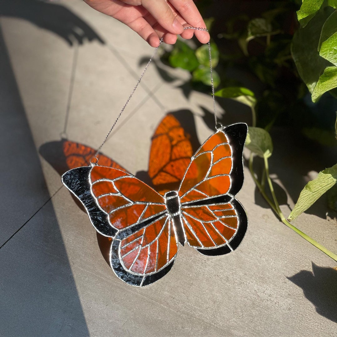 Monarch Butterfly Stained Glass Window Hangings, Modern Stained Glass ...