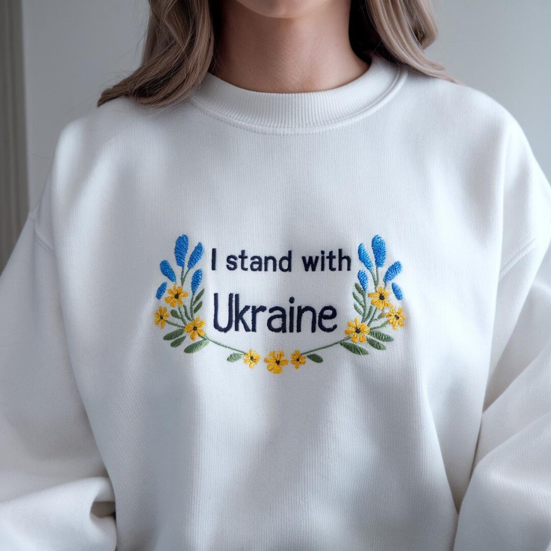 I Stand With Ukraine Embrodierd Sweatshirt, Support Ukraine Shirt ...