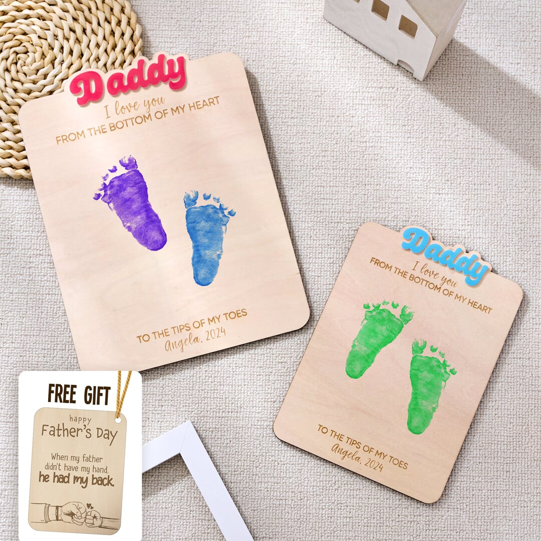 Father's Day Footprint DIY Craft, Personalized Kids' Footprint, Father ...