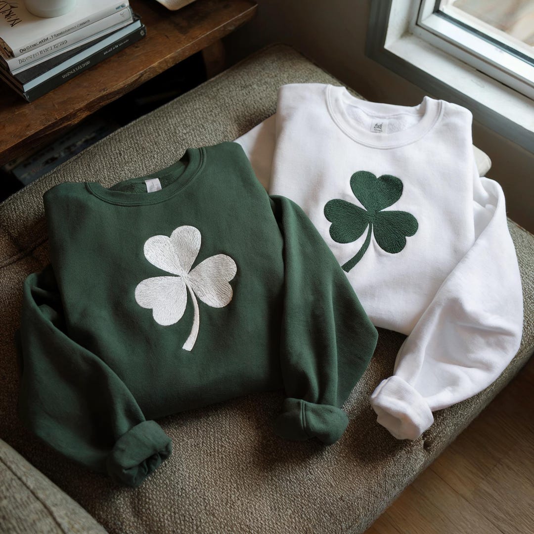 Embroidered St. Patrick's Day Sweatshirt, Irish Shamrock Sweatshirt ...