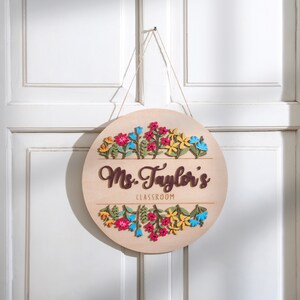 Personalized Floral Teacher Door Sign, Teacher Appreciation Gifts ...
