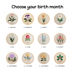 Custom Birth Month Floral Embroidery Ornament, Handmade Personalized ...