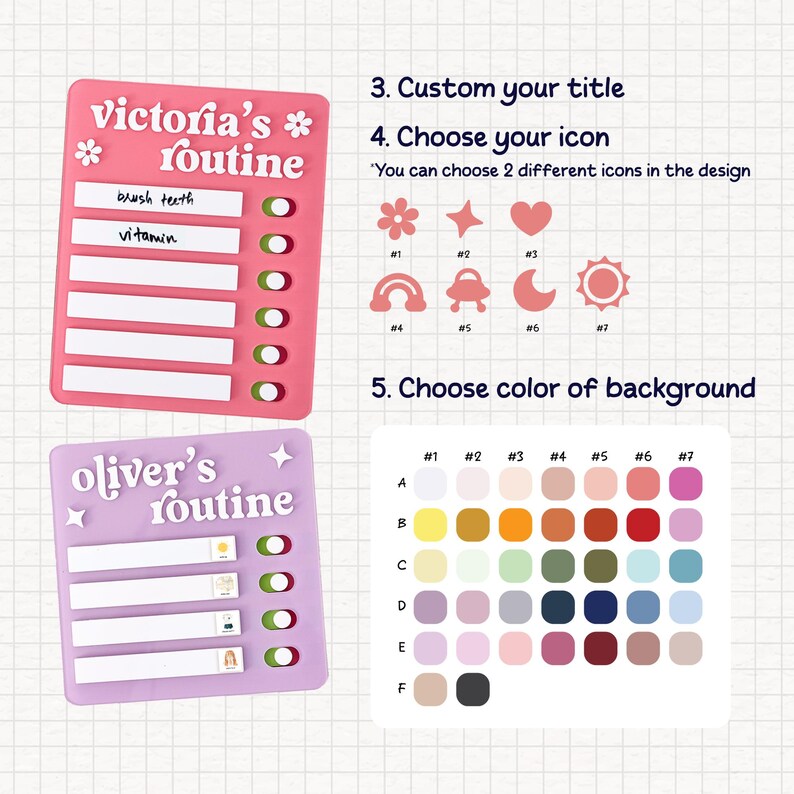 Personalized Kids Sliding Chore Chart: Daily Visual Schedule - Etsy