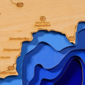 3D Custom Wooden Lake Map, Coastline Wood Laser Engraved Map ...