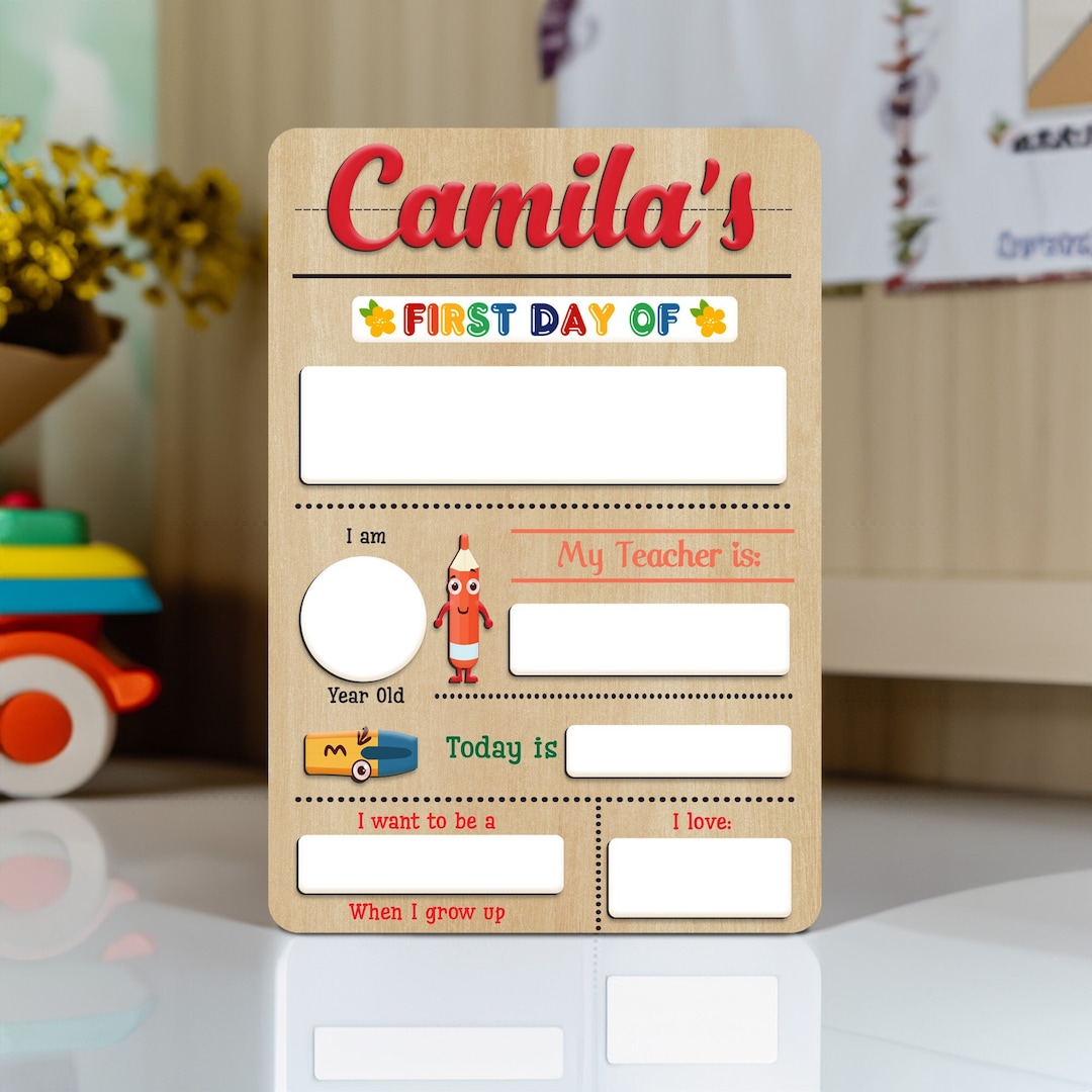 Personalized First Day School Sign, Back to School Sign, Kindergarten ...