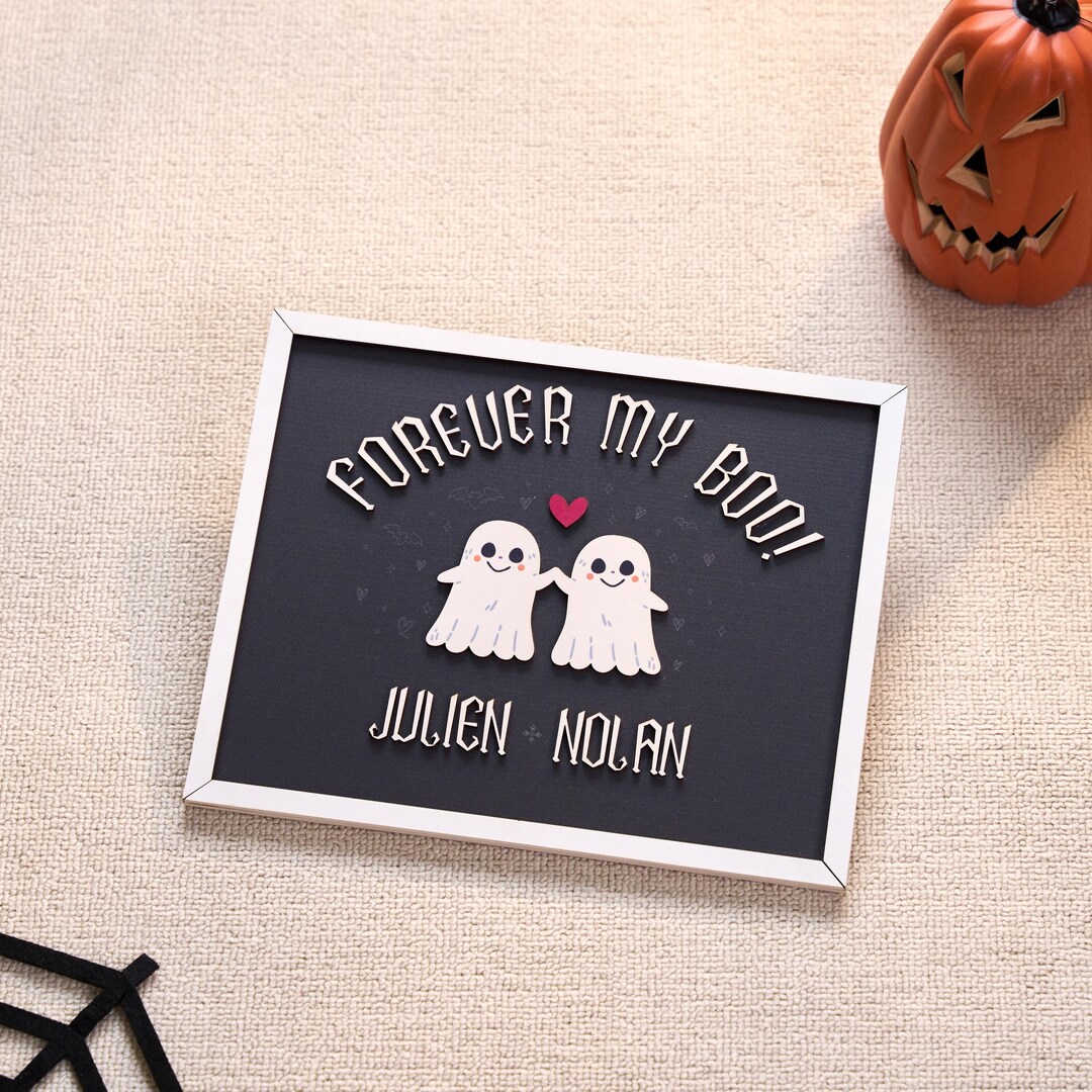 Personalized Forever My Boo, Halloween Wooden Sign, Cute Couples Ghost ...