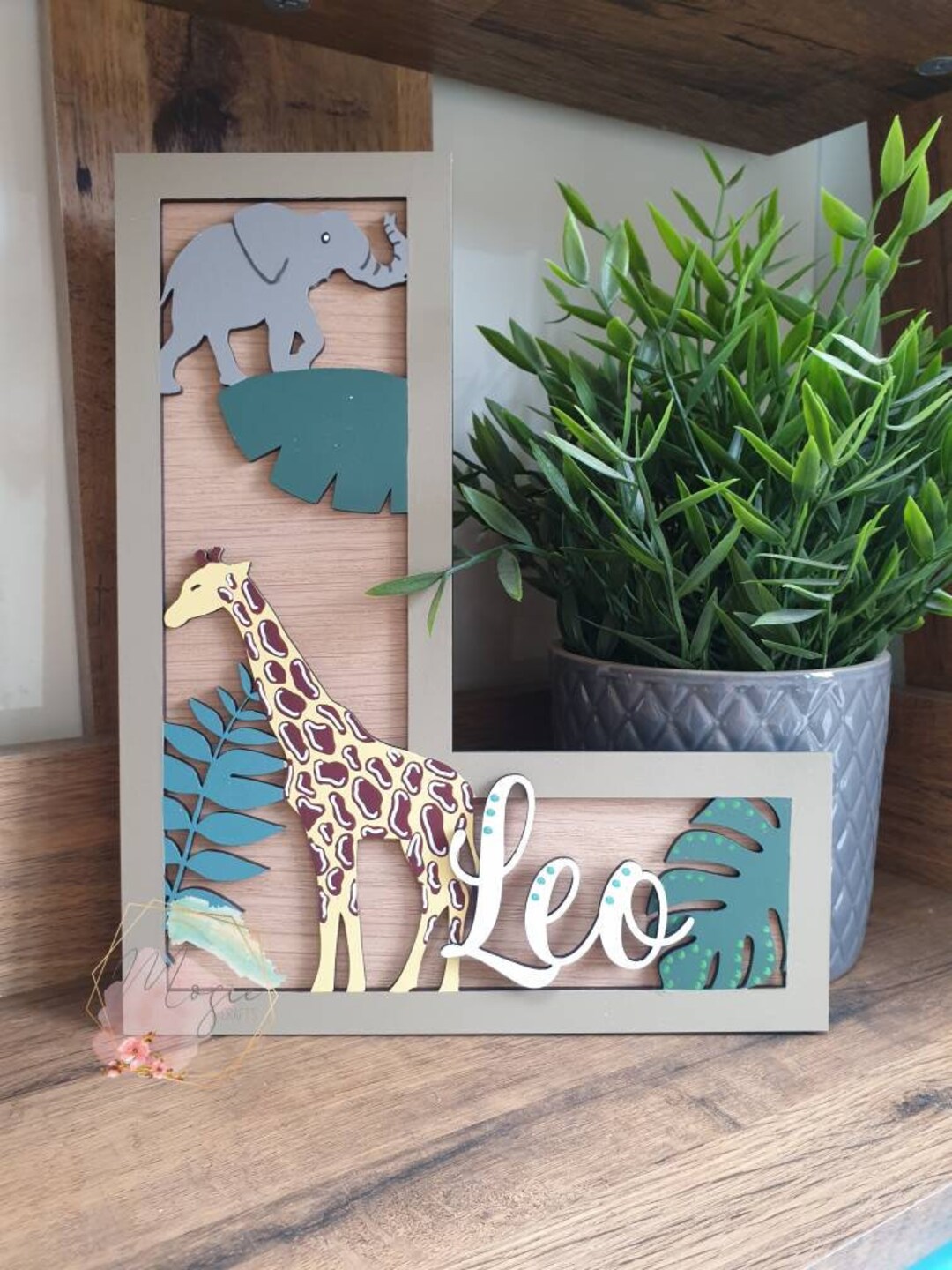 Safari Initial With Name, Jungle Name Plaque, Safari Nursery Decor ...