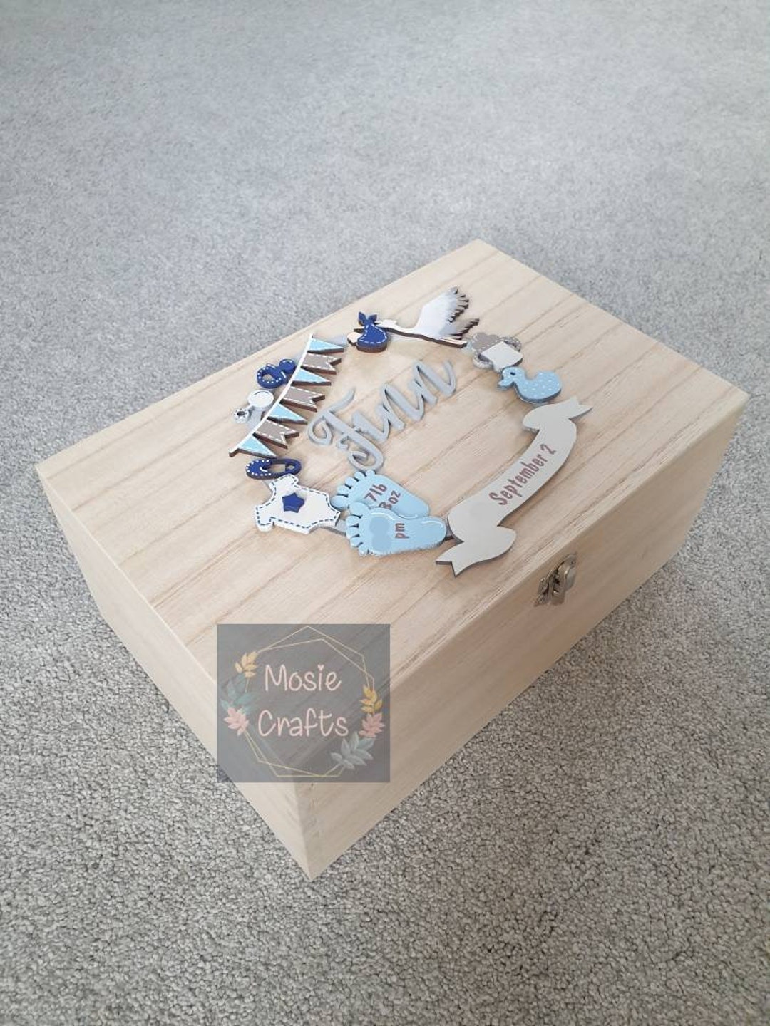 Personalised Baby Memory Box, Baby Memories, Baby Memory Storage ...