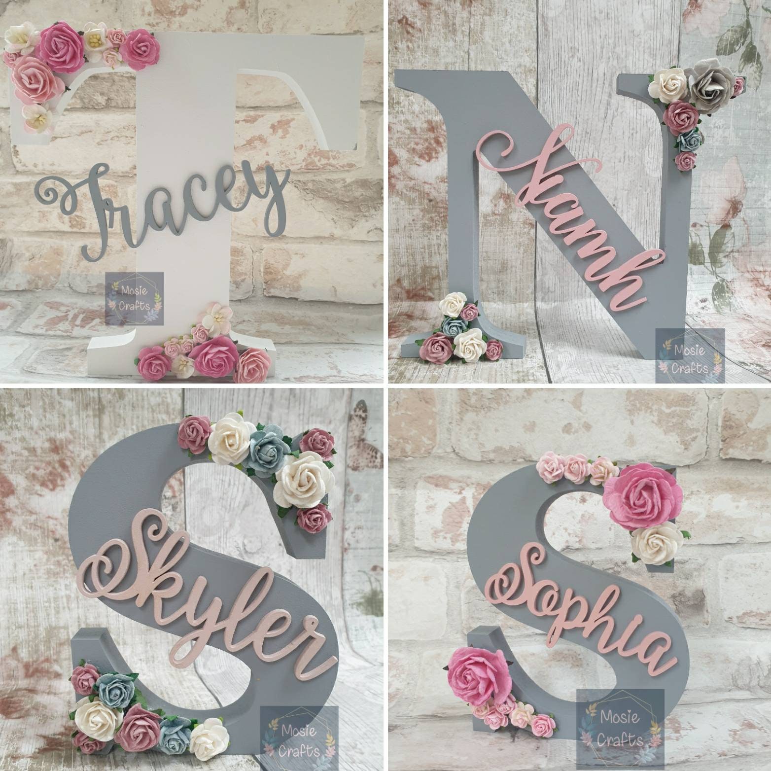 Letter With Name Freestanding Letter With Name Flower - Etsy Canada
