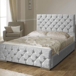 Brand New Florida Bed Frame Finished in Crushed Velvet Fabric in Single ...