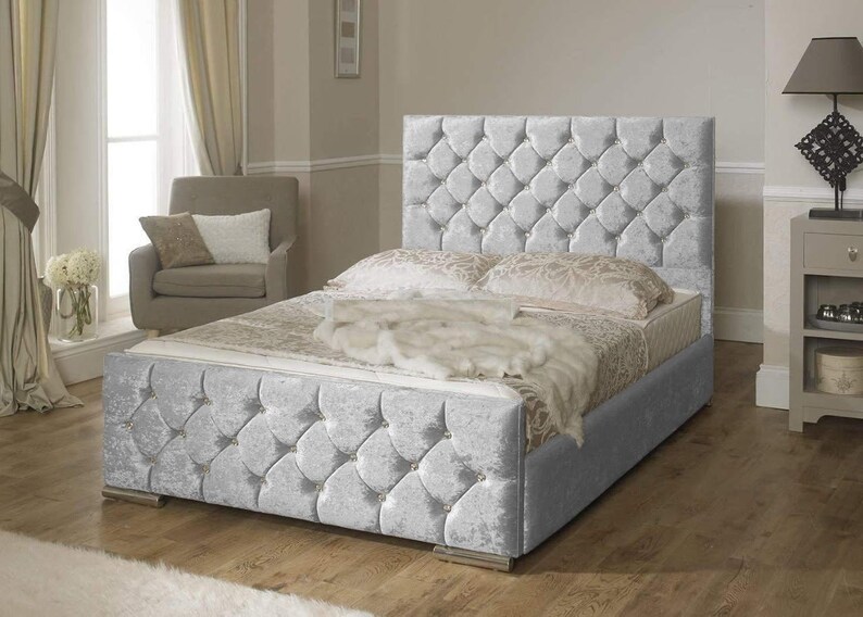 Brand New Florida Bed Frame Finished in Crushed Velvet Fabric - Etsy UK