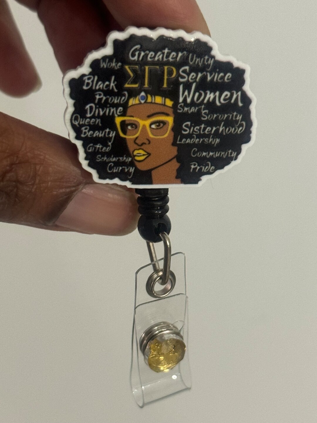 Afro Woman Sigma Gamma Rho Sorority Badge Reel/id Holder - Etsy