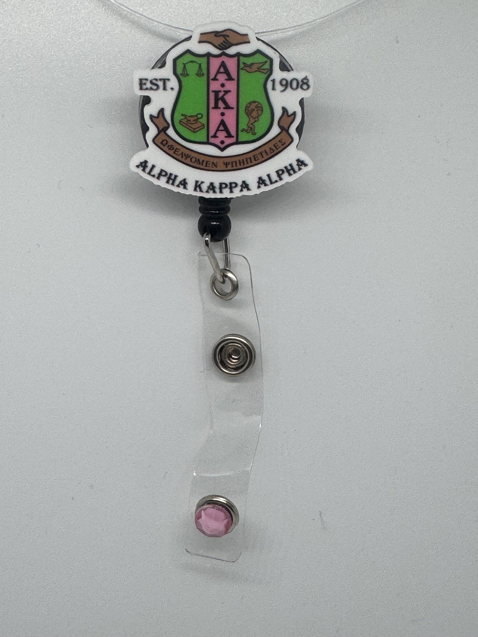 Sorority Shield Alpha Kappa Alpha AKA Badge Reel/id Holder - Etsy