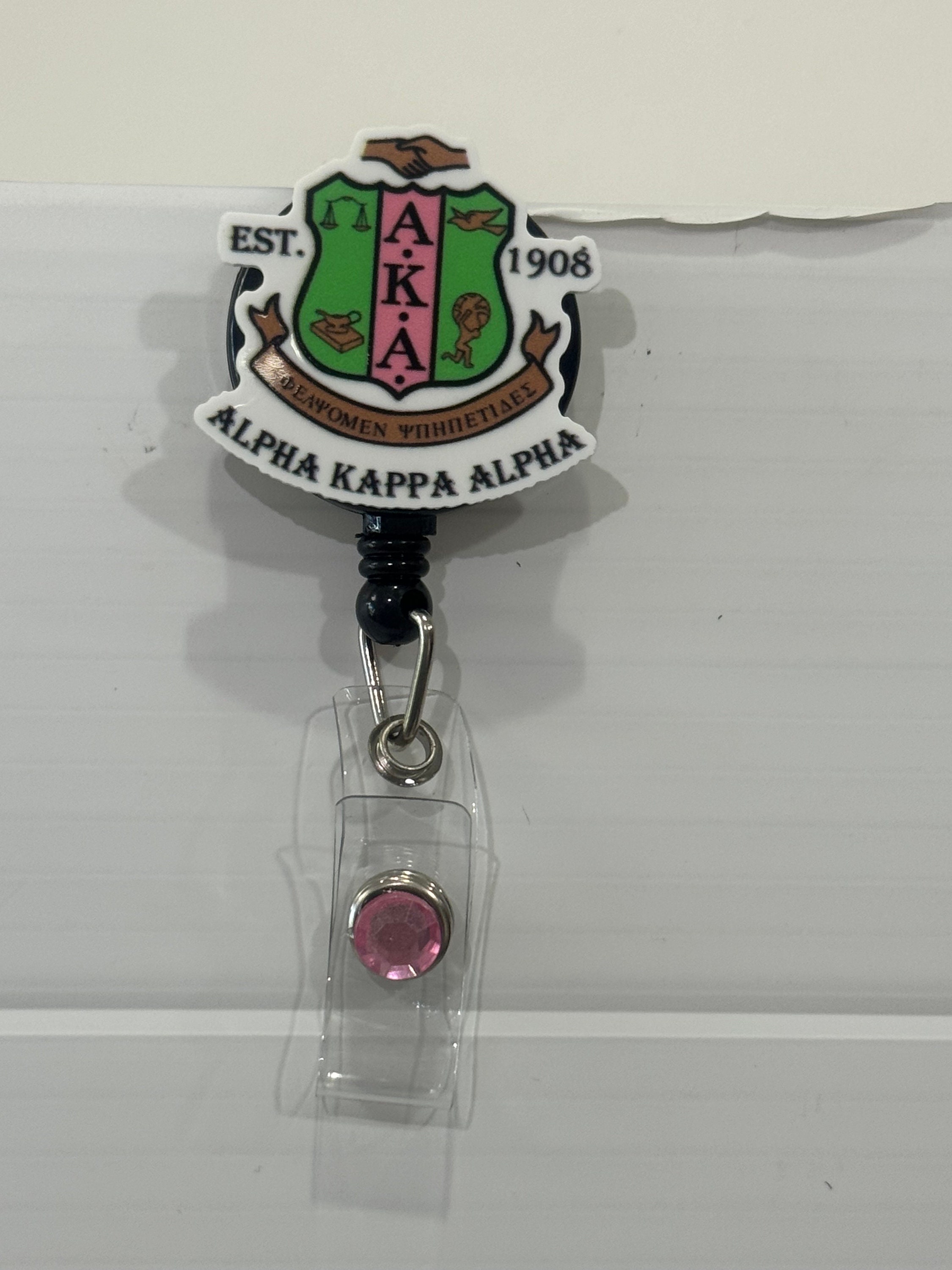 Sorority Shield Alpha Kappa Alpha AKA Badge Reel/id Holder - Etsy