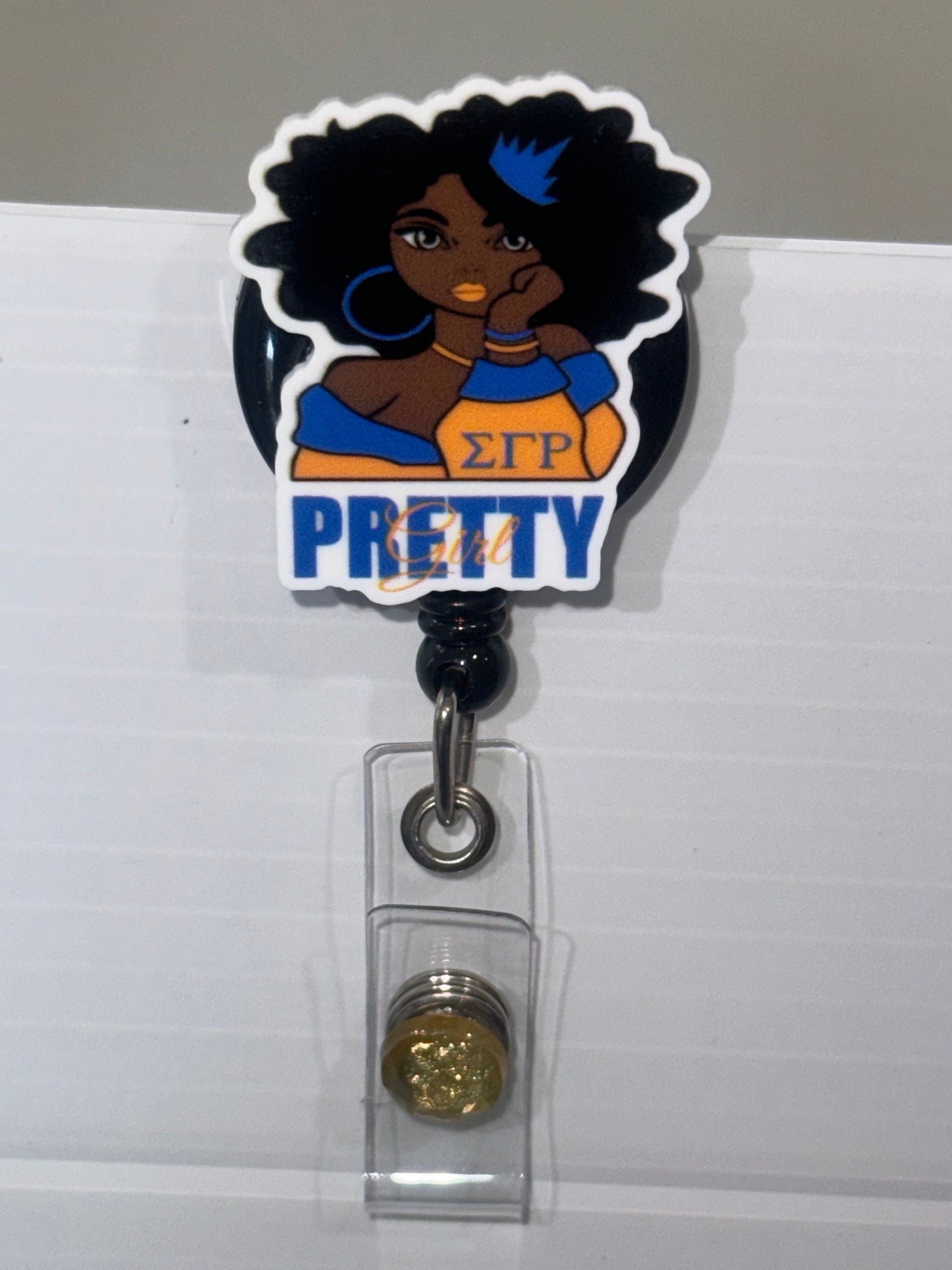 Pretty Girl Sigma Gamma Rho Sorority Badge Reel/id Holder - Etsy