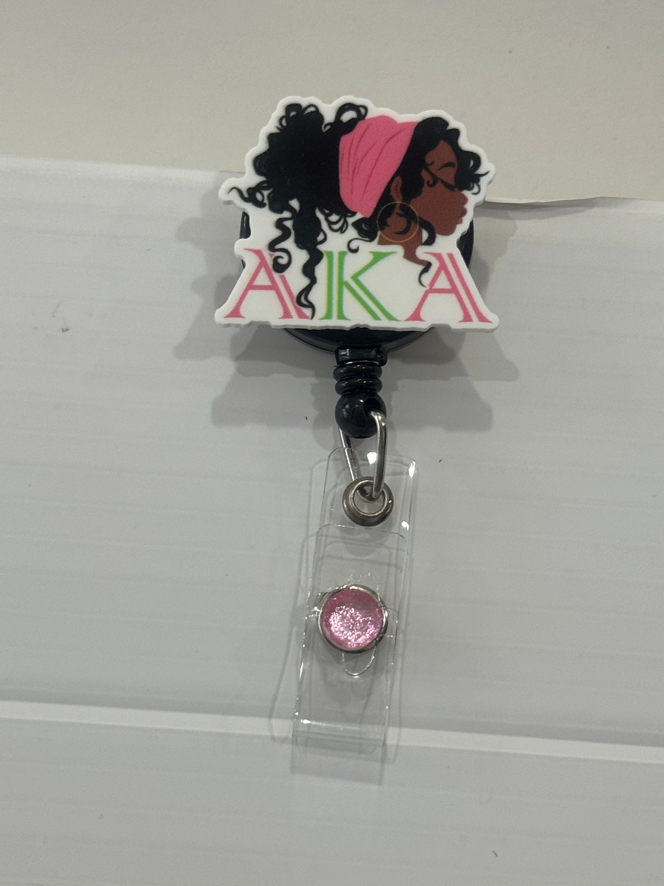 Hair Wrapped Alpha Kappa Alpha AKA Badge Reel/id Holder - Etsy