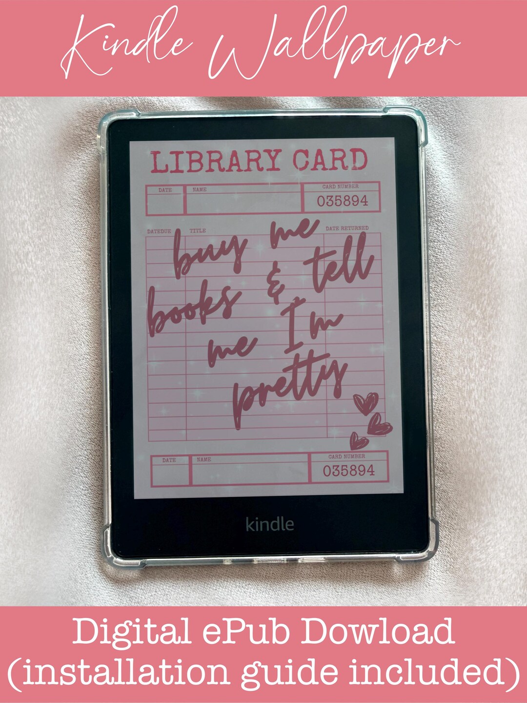 Kindle Wallpaper - Library Card Lock Screen - Ebook Cover - Digital ...