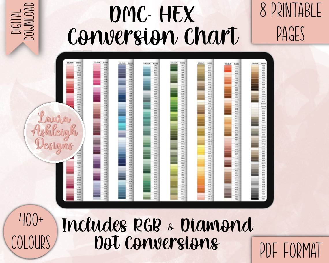 DMC Hex RGB Diamond Dot Conversion Chart Digital PDF Download - Etsy ...