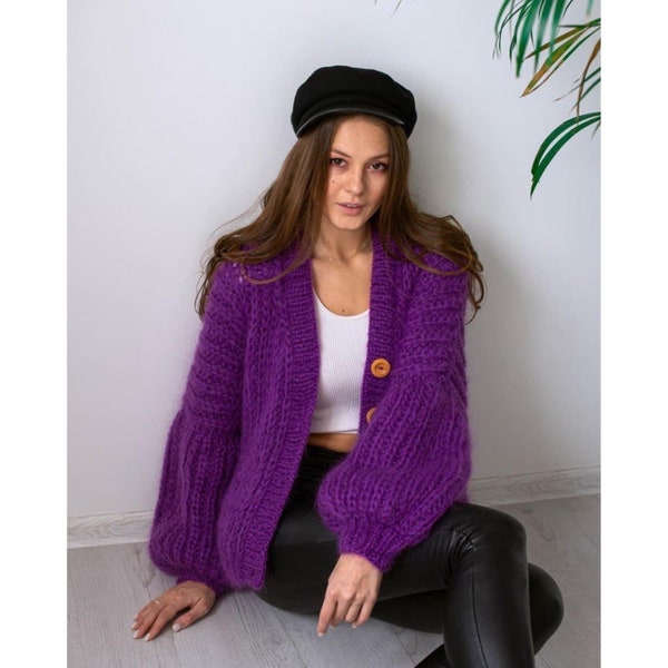 Purple Cardigan - Etsy