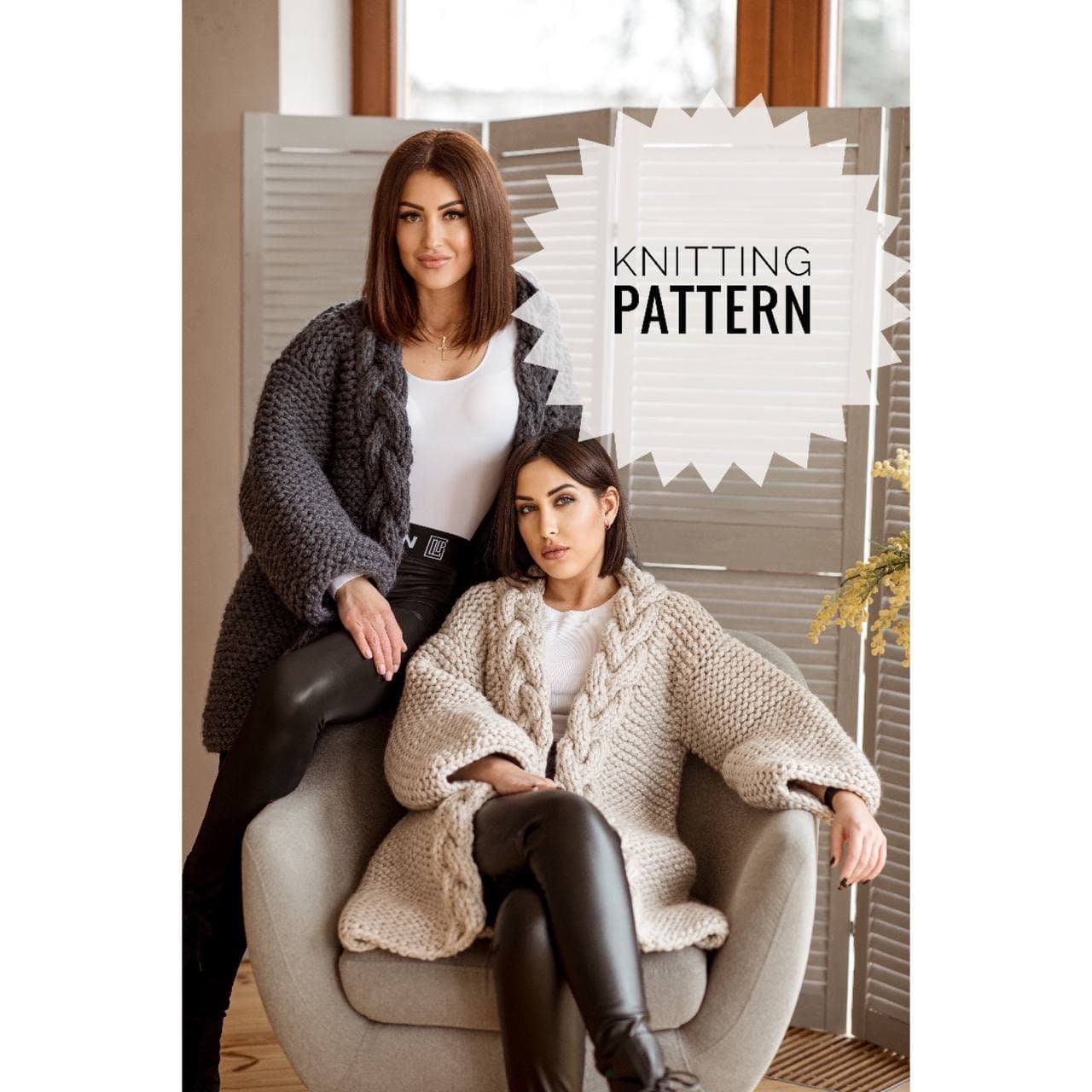 Cabled Cardigan Knit Patterning, Trendy Knitting Beginner Cabled Cardigan Knit Patterning, Trendy Knitting Beginner