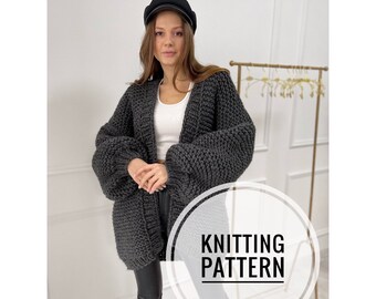 Cabled Knit Cardigan Knitting Pattern, Chunky Cardigan Knitting Pattern ...