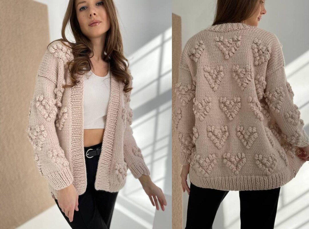 Heart Cable Knit Cardigan, Folklore Cardigan Cardigan, Cozy Fall ...