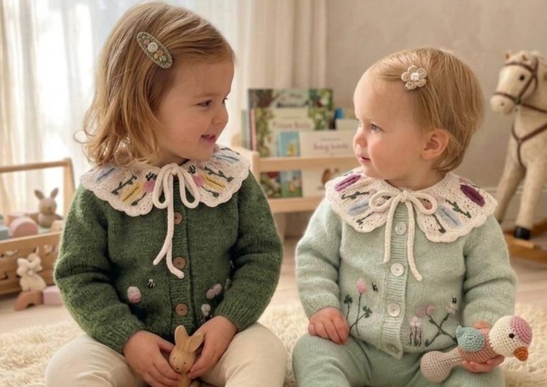 Floral Embroidered Baby Cardigan With Collar, Unique Daughter Gift ...