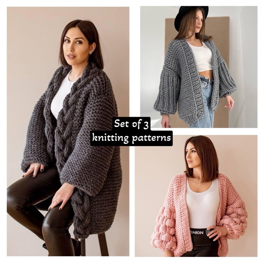 Beginner Cardigan Knitting Pattern, Trendy Knitting Chunky Cardigan ...