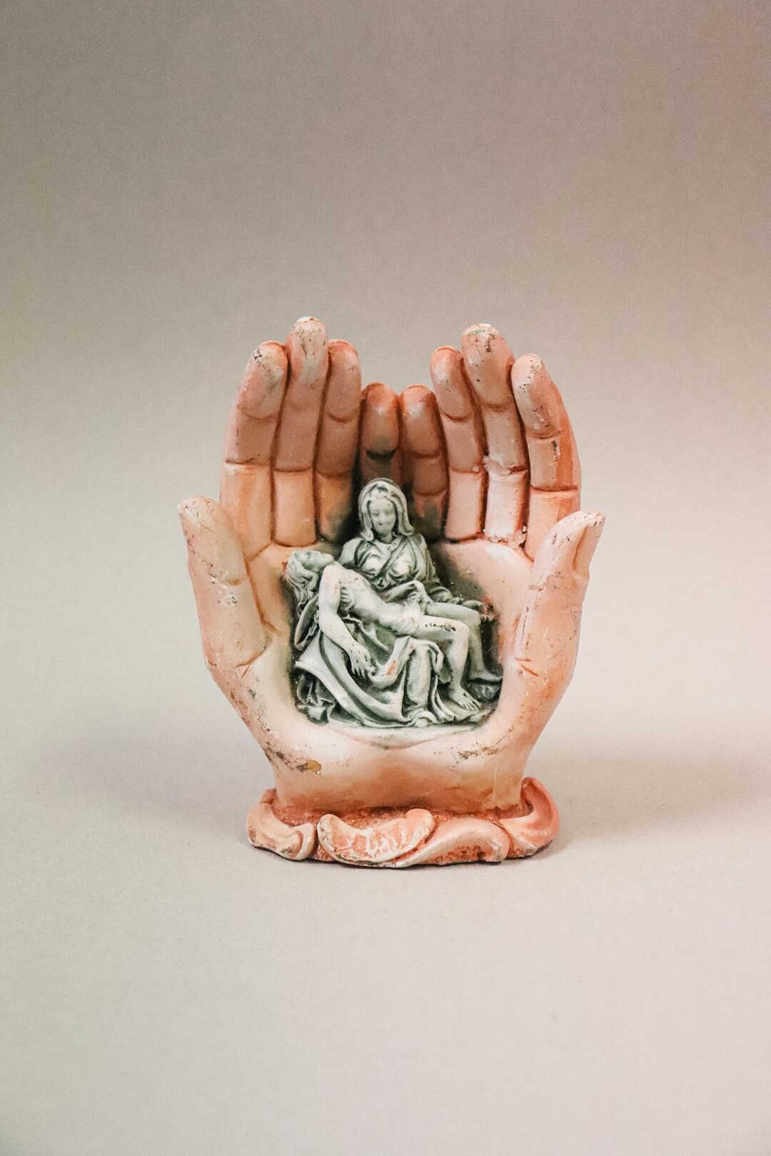 La Pieta Sculpture Cast Plaster Replica by Michelangelo Handpainted ...