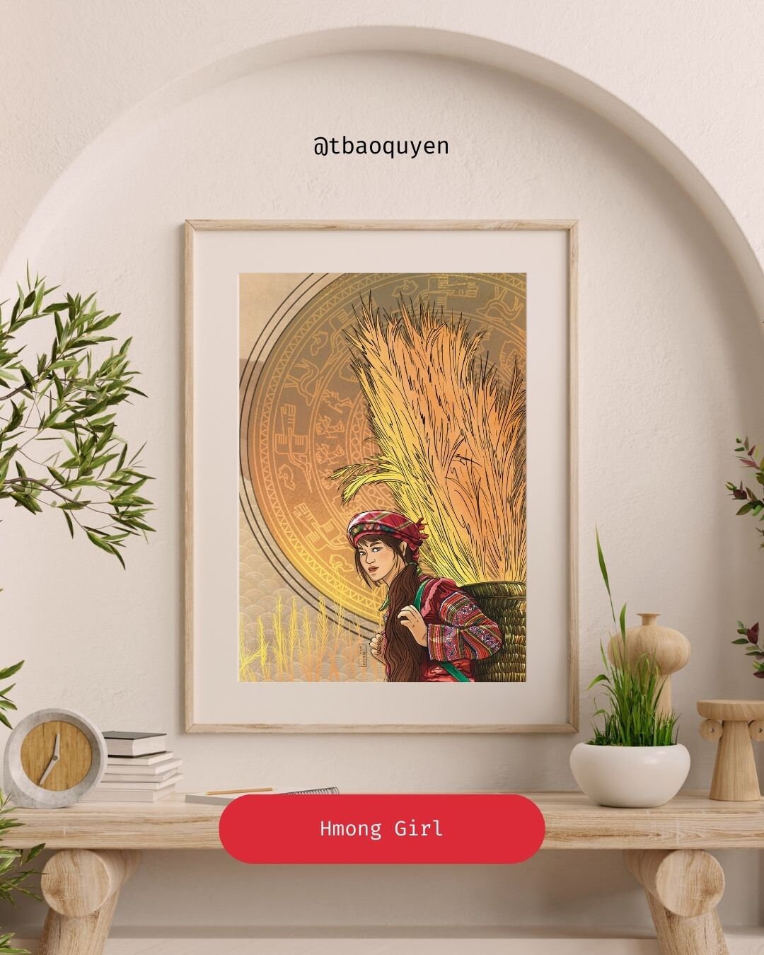 Vietnamese Illustration Hmong Girl Print Vietnam Print Vietnam Art ...