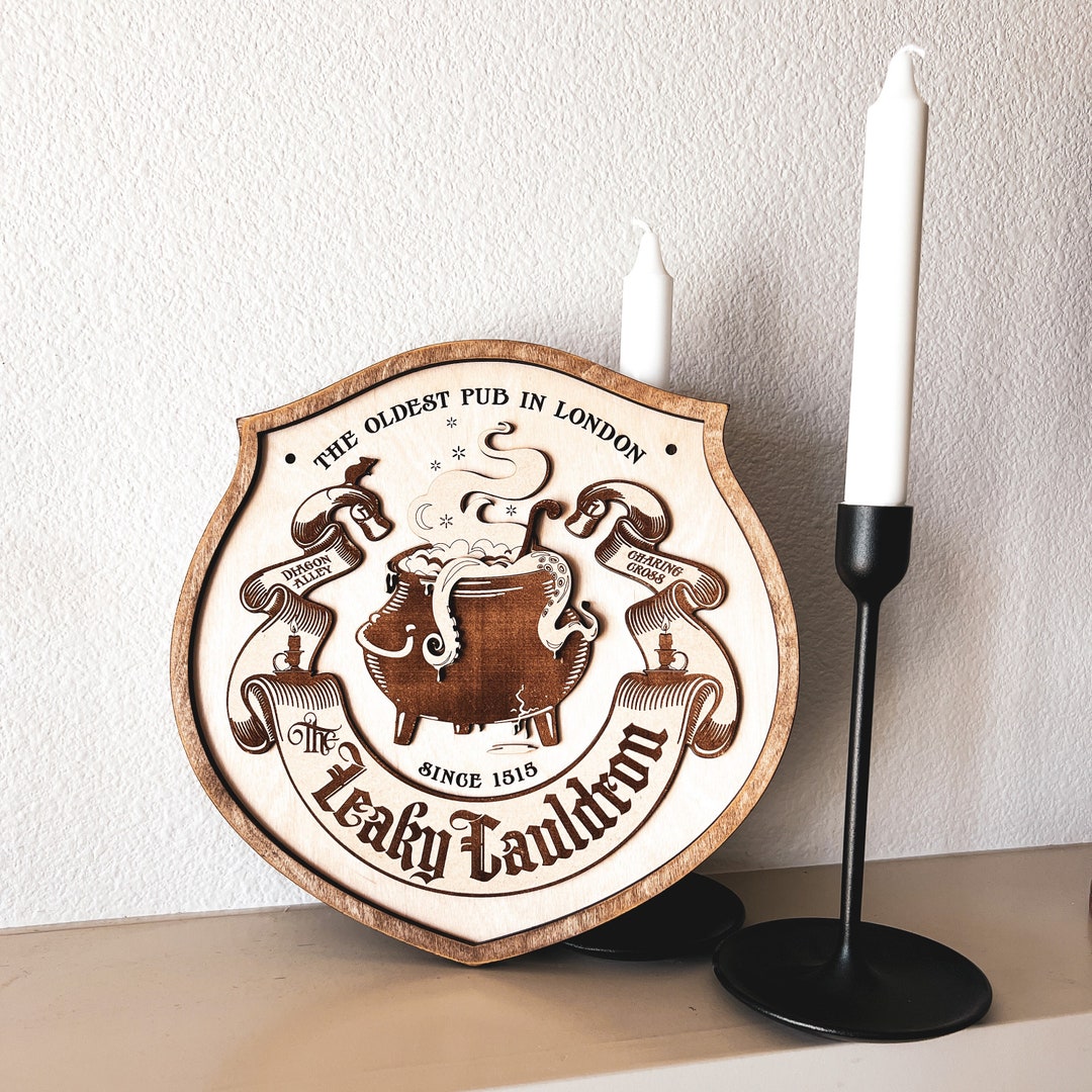 3D Engraved Leaky Cauldron Wood Sign - Etsy