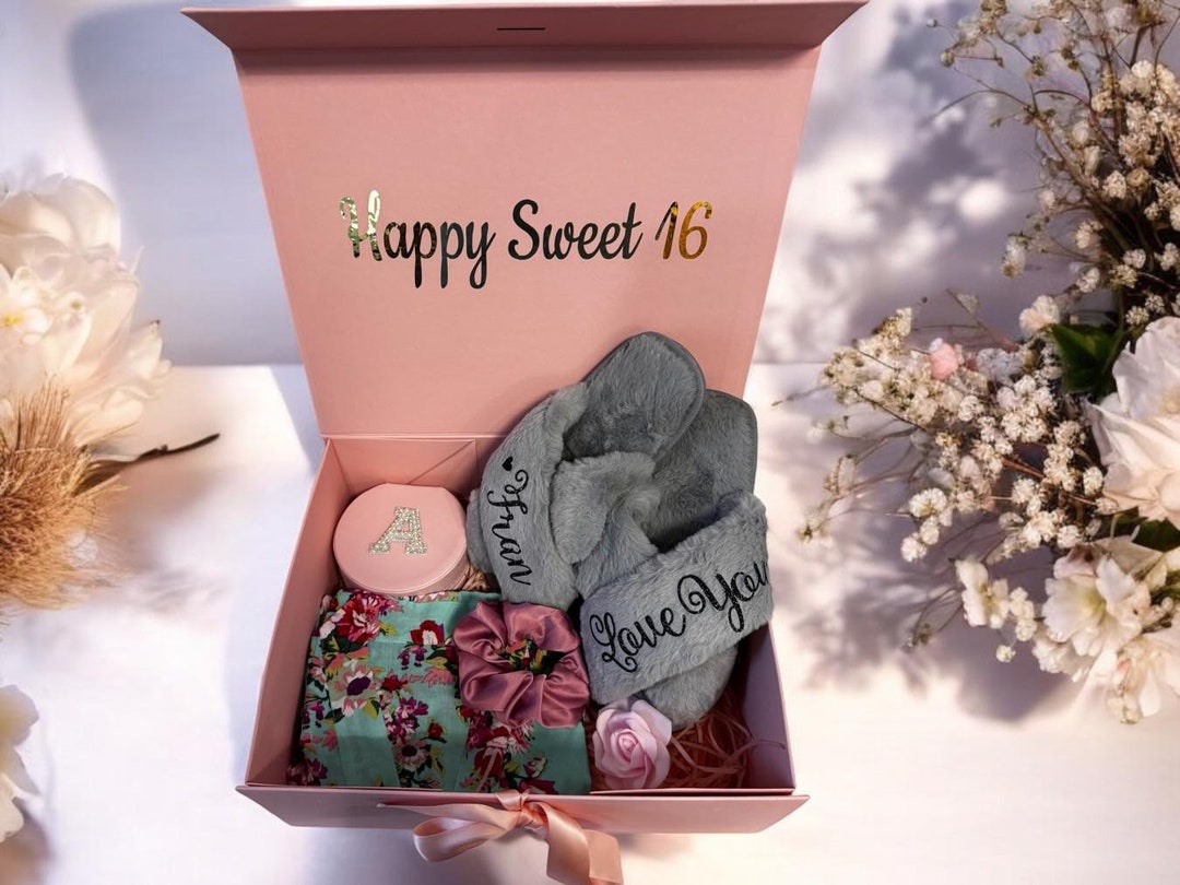 Luxury Gift for Sweet Sixteen Celebration, Sweet 16 Gift Box, Floral ...