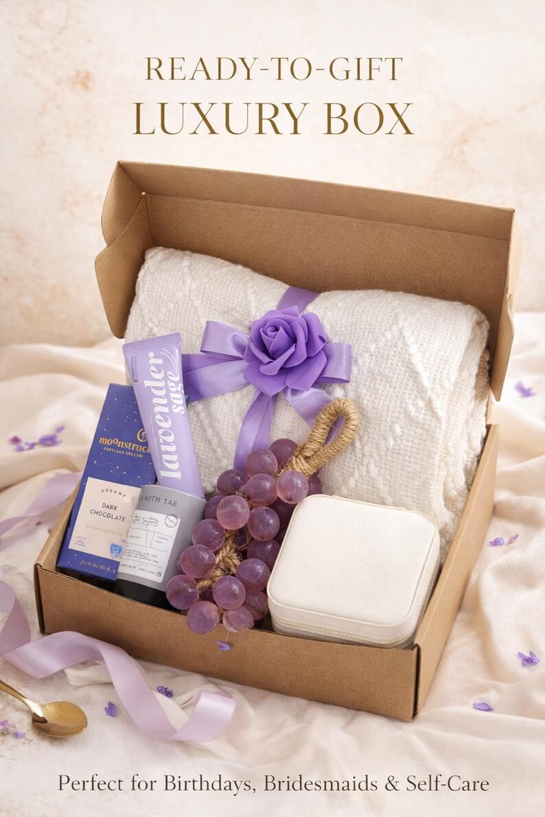 Luxury Self-care Gift Box, Cozy Blanket, Jewelry Case, Artisan ...