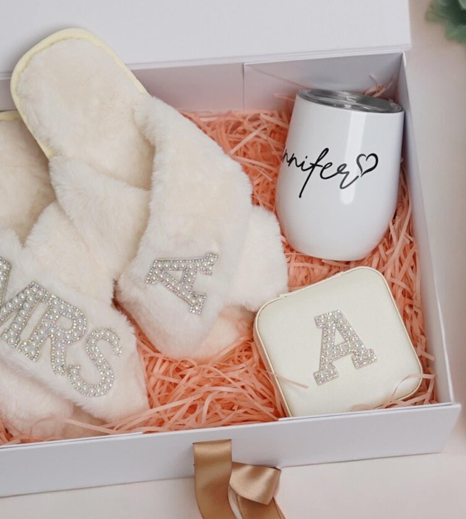 Personalized Bridesmaid Proposal Gift Box: Slippers, Jewelry Box ...
